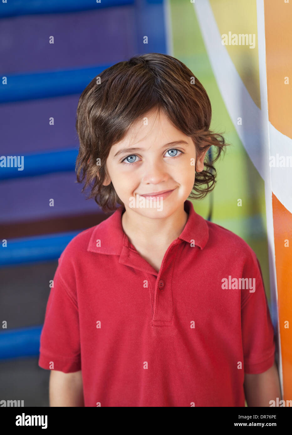 Cute Boy Smiling In Kindergarten Stock Photo - Alamy