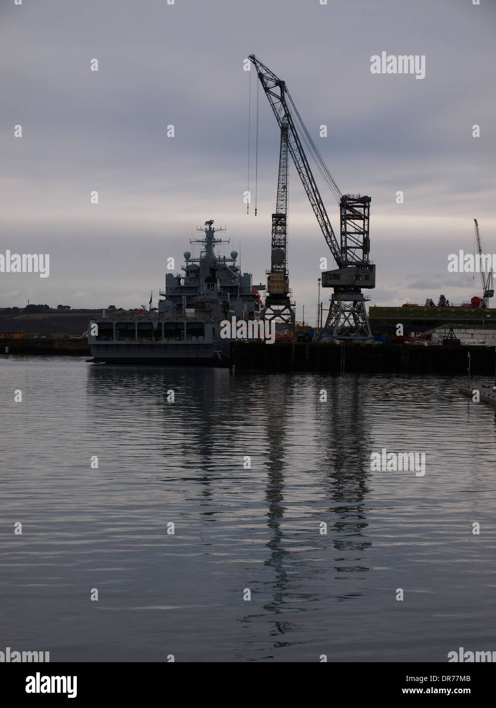 Crane over naval ship, Falmouth Docks, Cornwall, UK Stock Photo - Alamy