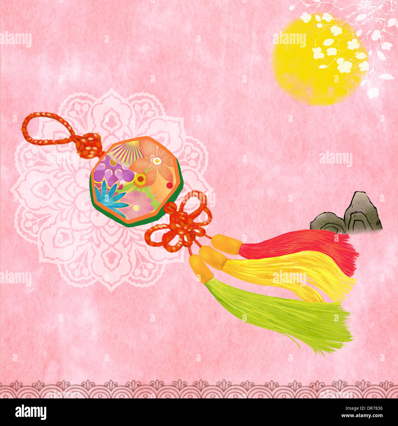 illustration of Korean Chuseok featuring traditional decoration Stock ...