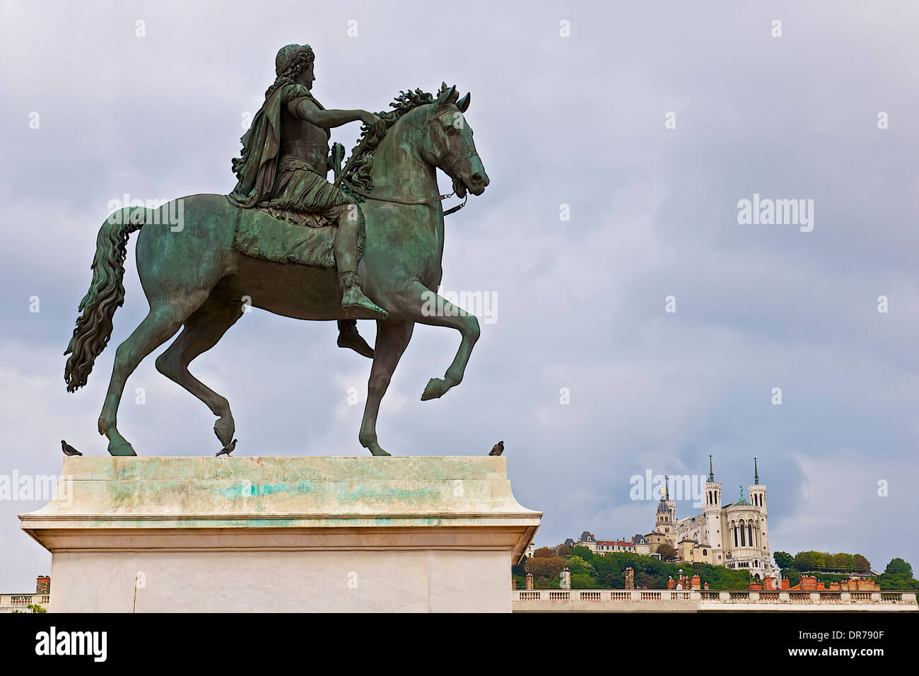 Statue of Louis 14th at Bellecour square in Lyon, France Stock Photo ...