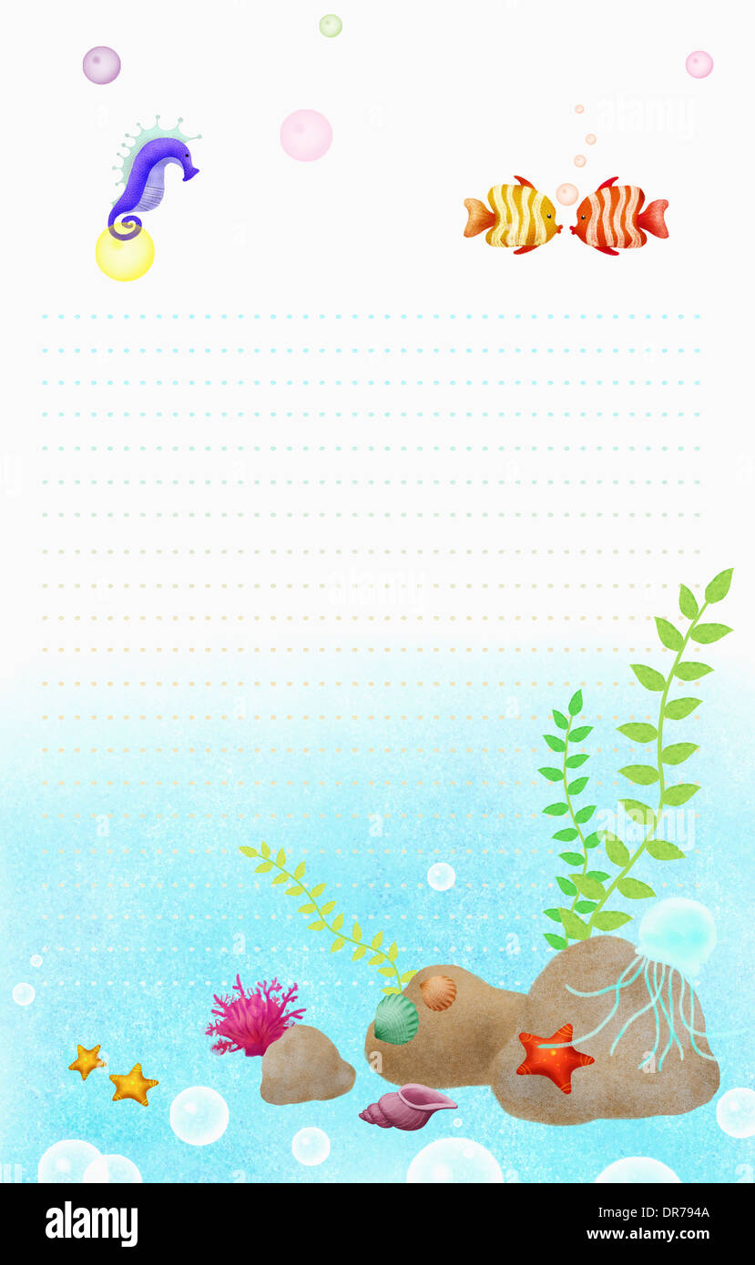 illustration of letter template under the sea Stock Photo - Alamy