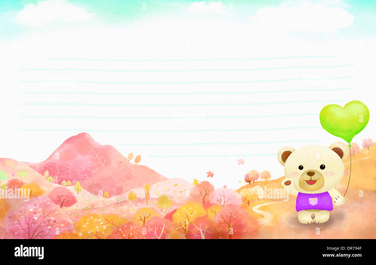 illustration of letter template with autumn background Stock Photo - Alamy