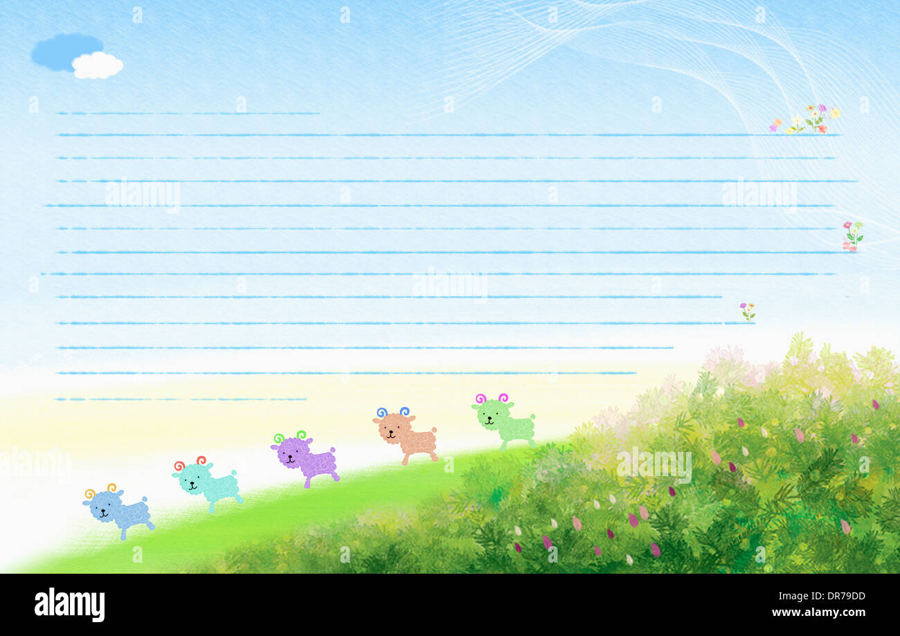 illustration of letter template with a nature scene as background Stock ...