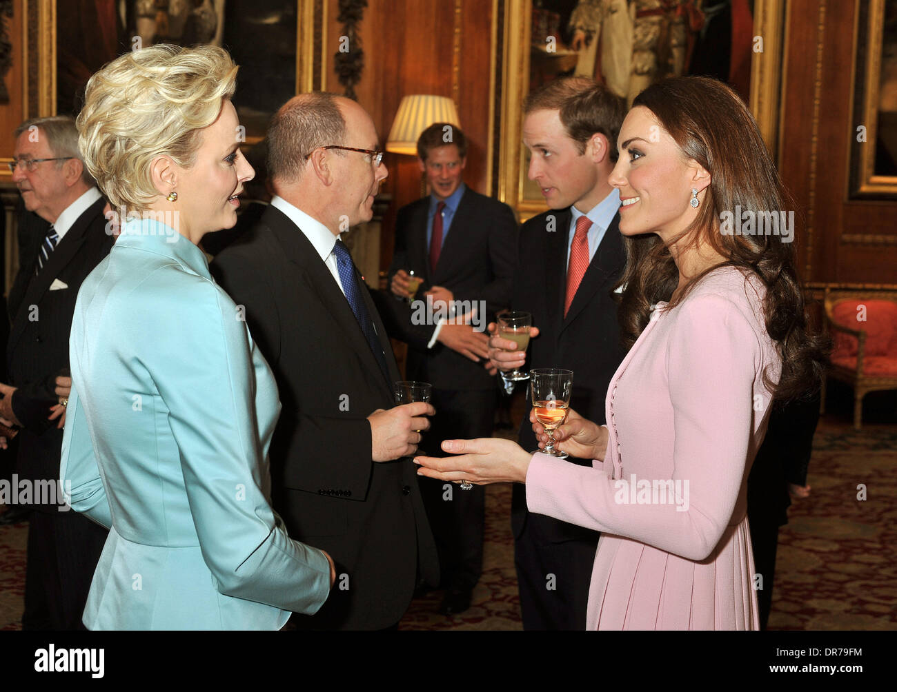 Kate Middleton, Duchess of Cambridge talks to Charlene, Princess of ...