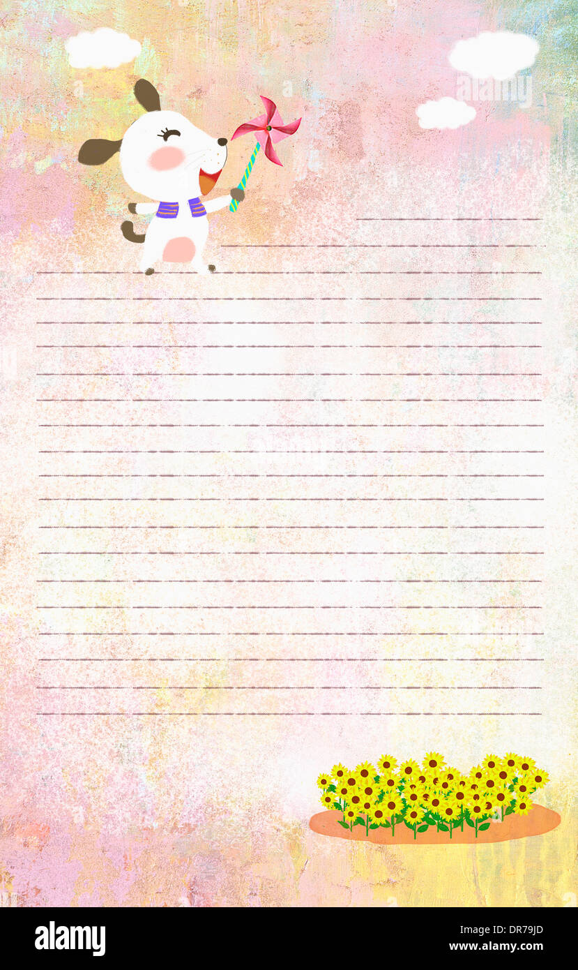 illustration of letter template with a dog Stock Photo - Alamy