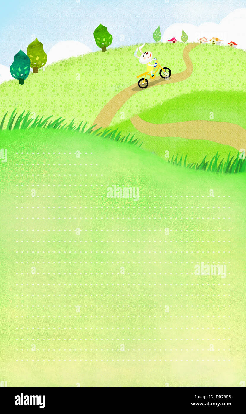 illustration of letter template with a nature scene as background Stock ...