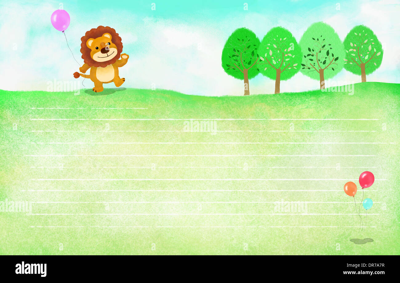 illustration of letter template with a lion Stock Photo - Alamy