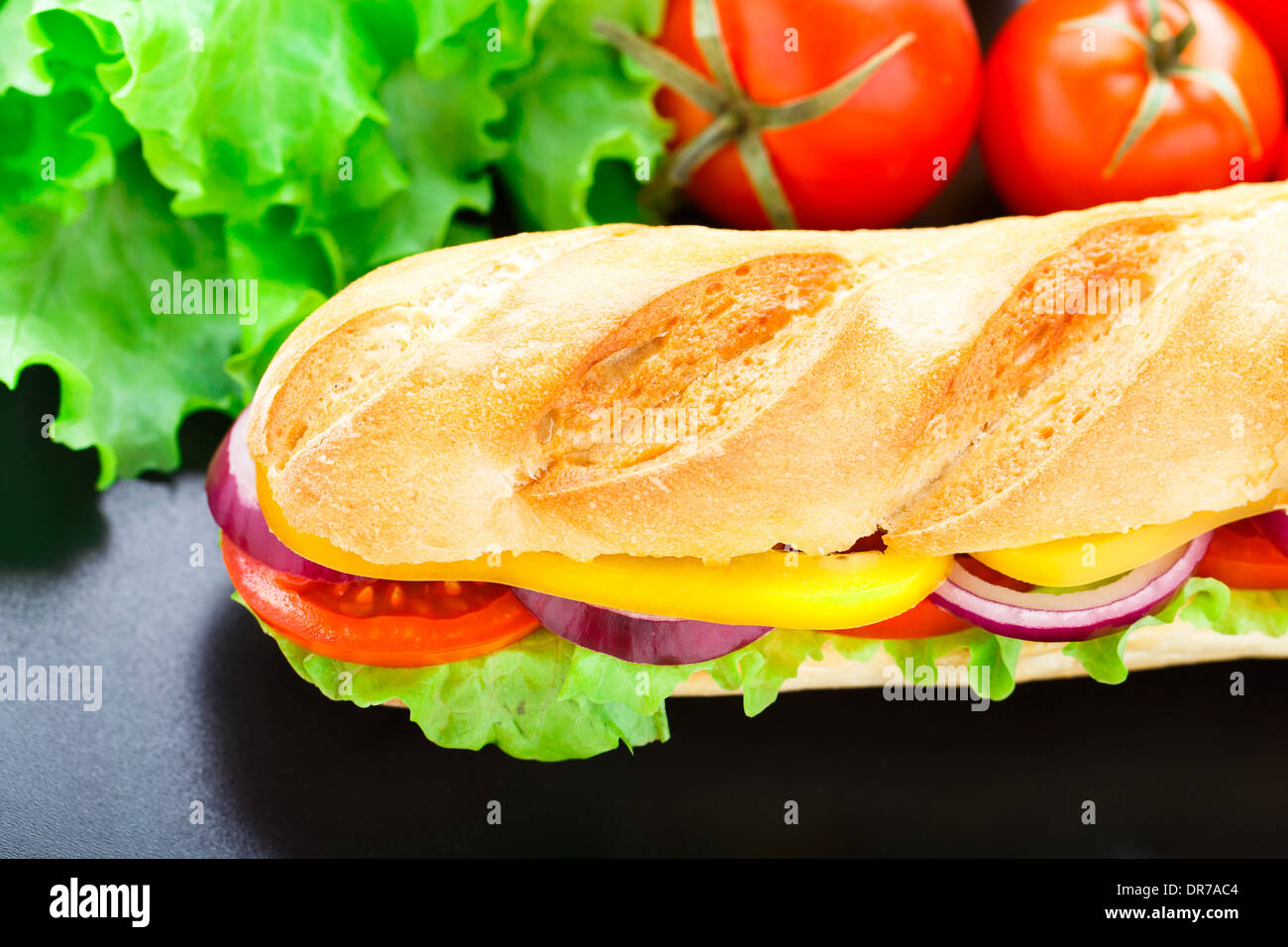 Vegetarian baguette sandwich Stock Photo - Alamy