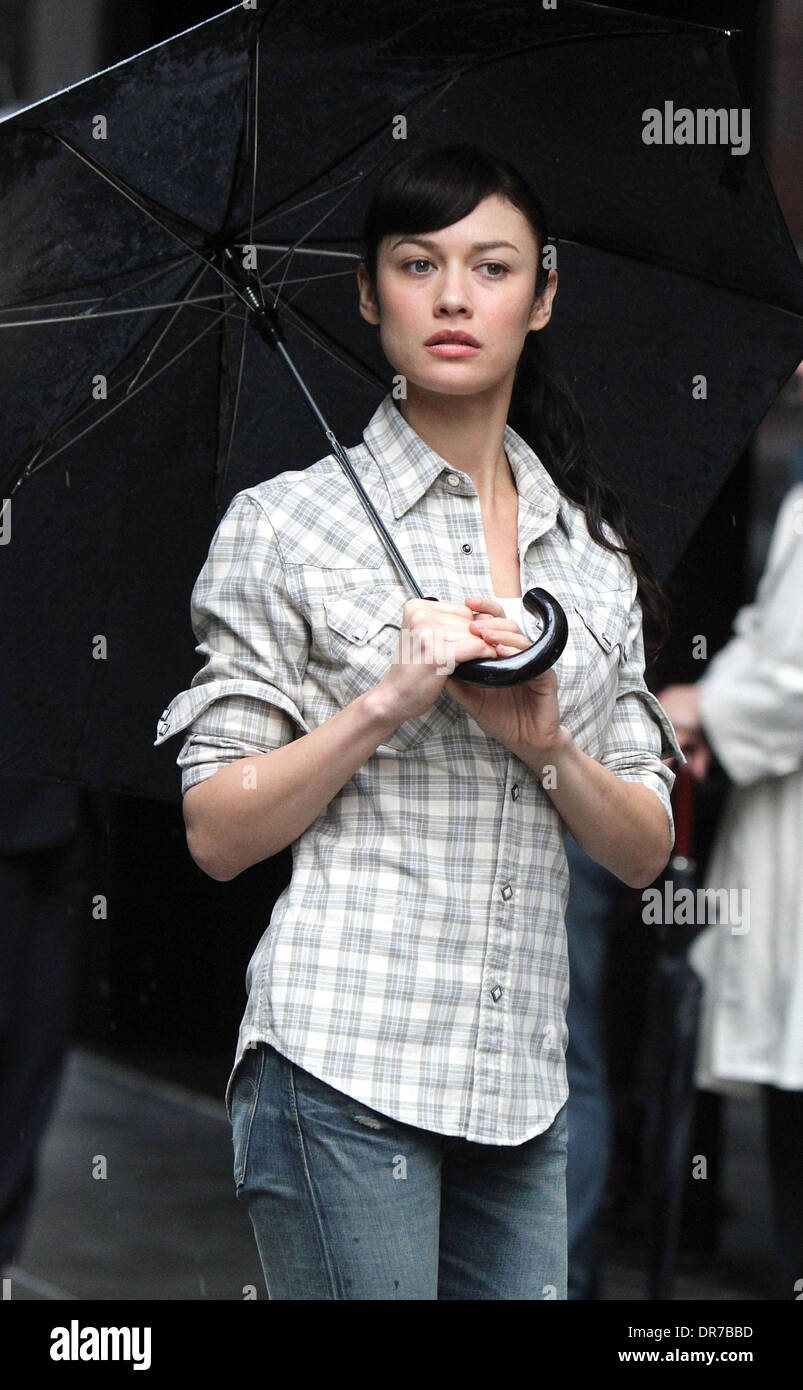 Olga Kurylenko filming on the set of 'Oblivion' at the foot of the ...