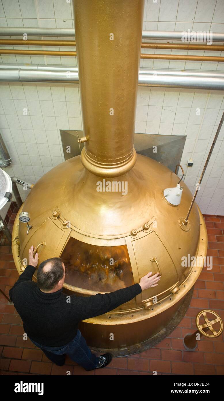 Neuzelle, Germany. 13th Jan, 2014. Brewmaster Christian Pohl stands ...
