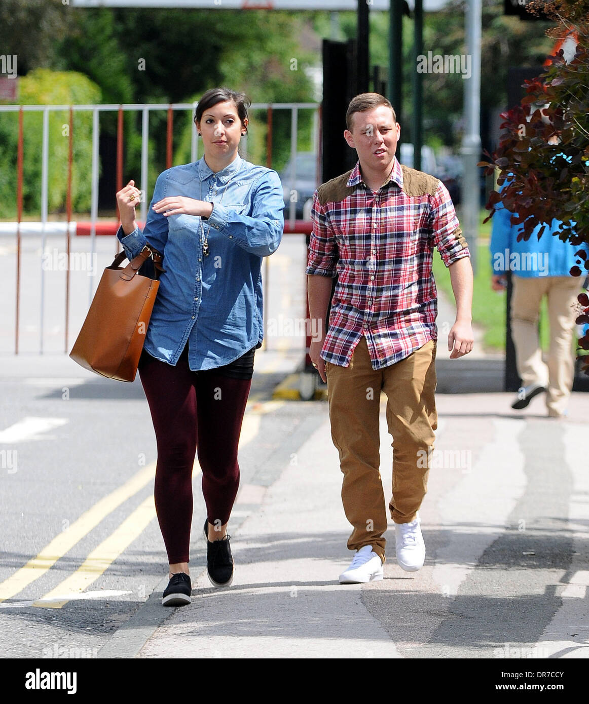 Eastenders star Joshua Pascoe and a friend outside BBC Elstree Studios ...