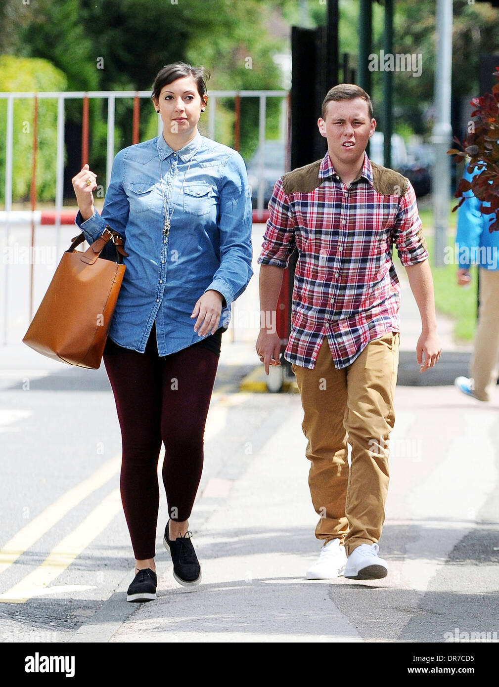 Eastenders star Joshua Pascoe and a friend outside BBC Elstree Studios ...