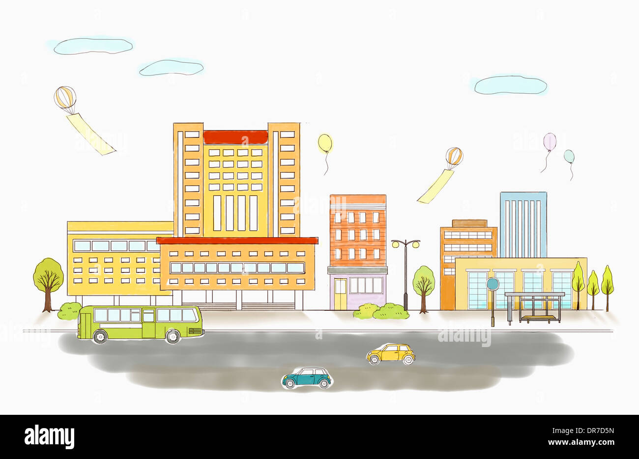 illustration of building in the city Stock Photo - Alamy