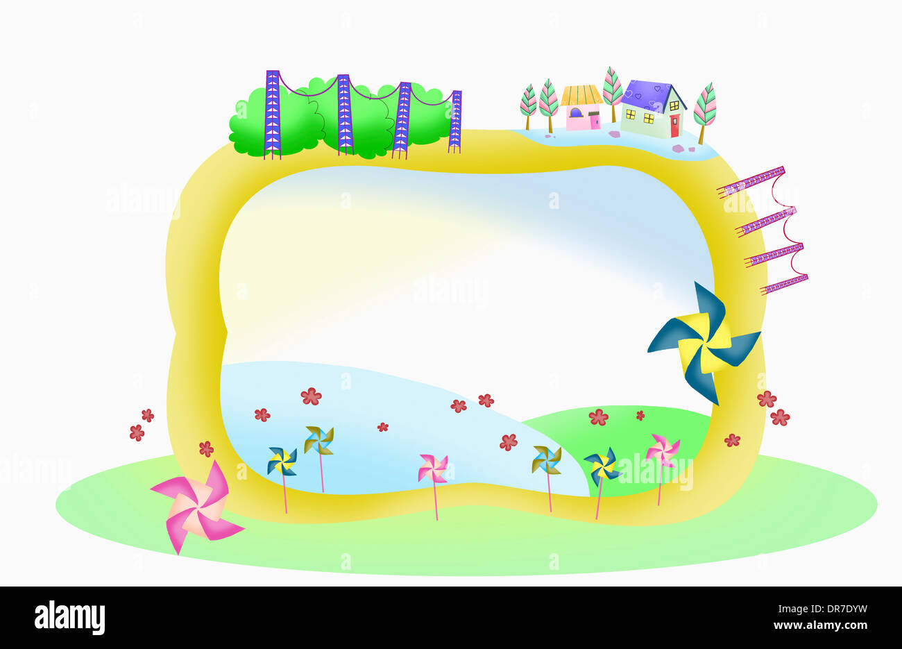 illustration of green city around a shape of square Stock Photo - Alamy