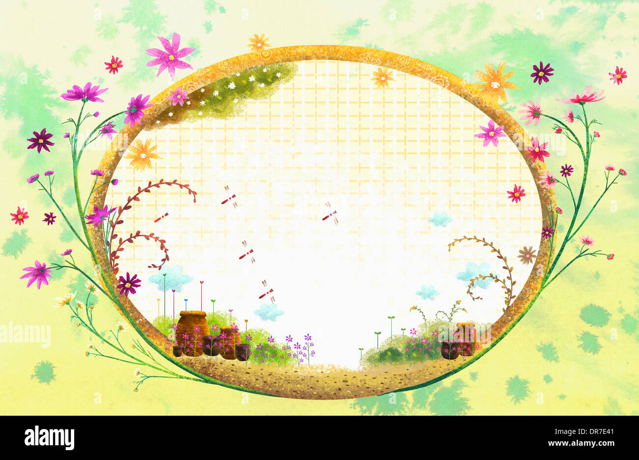 illustration of autumn inside a shape of a oval Stock Photo - Alamy