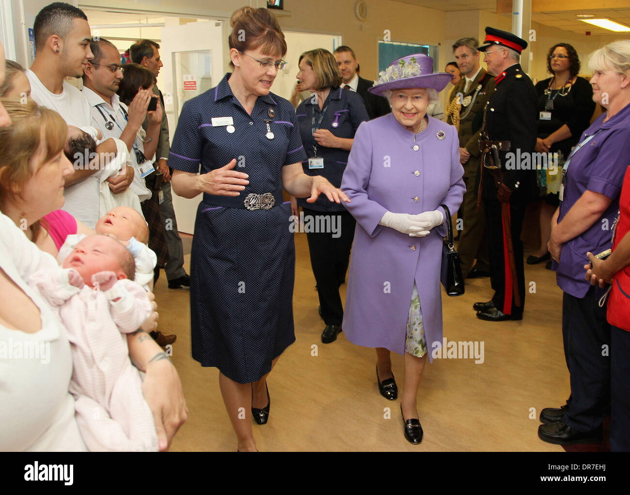 Queen Elizabeth II visits a new maternity ward at the Lister Hospital ...
