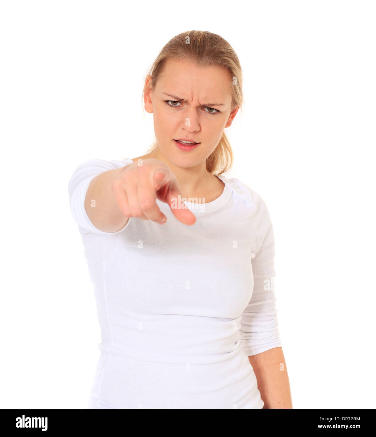 Woman points hi-res stock photography and images - Alamy