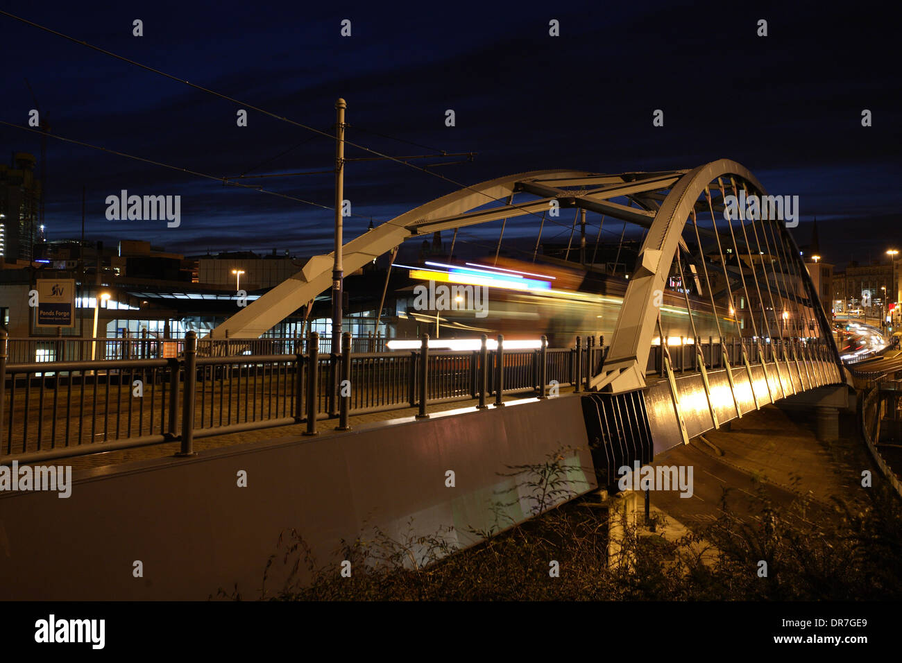 Ponds Forge Bridge, Sheffield Architecture, City at Night Stock Photo ...
