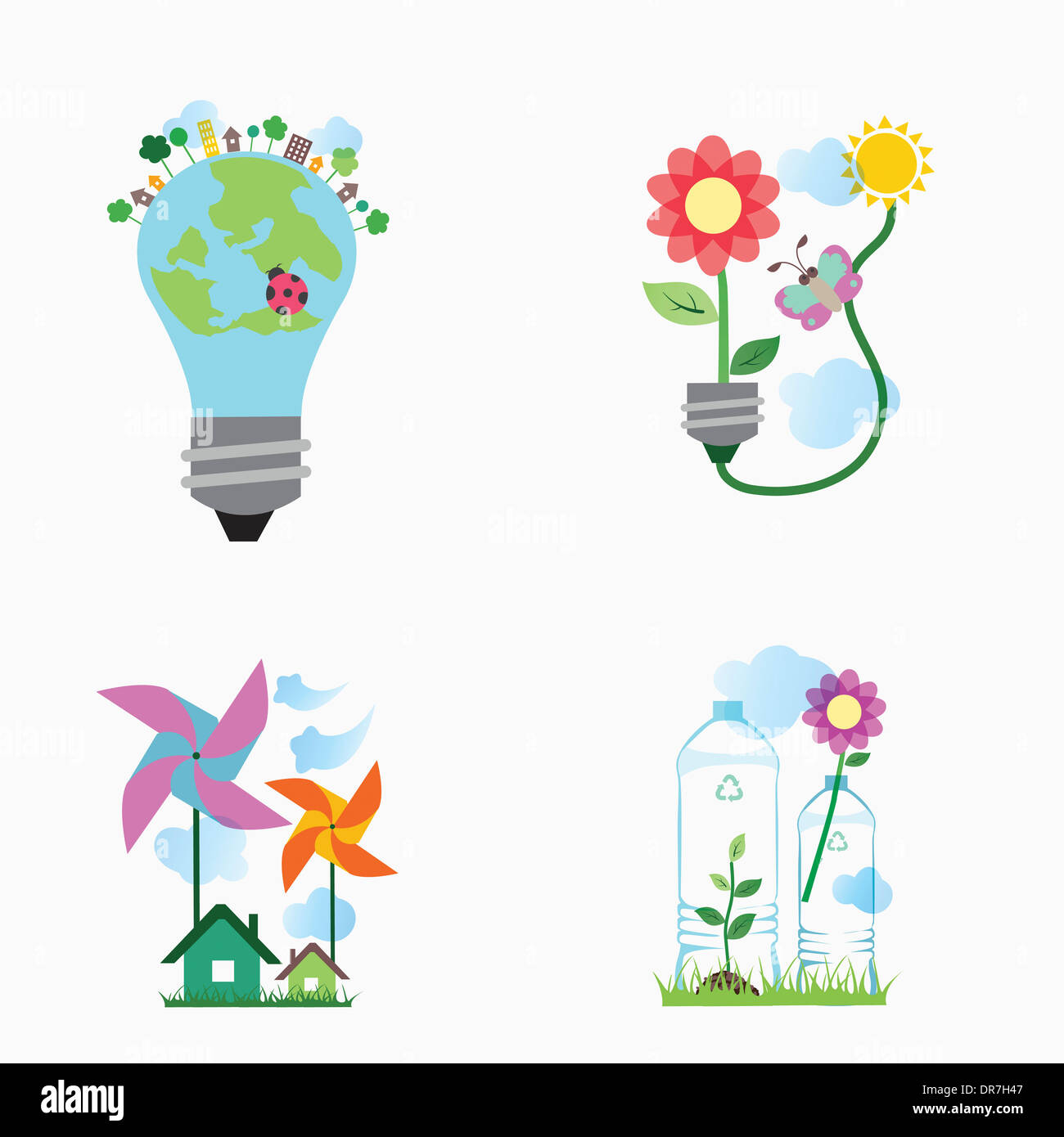 illustration icon set representing renewable energy Stock Photo - Alamy