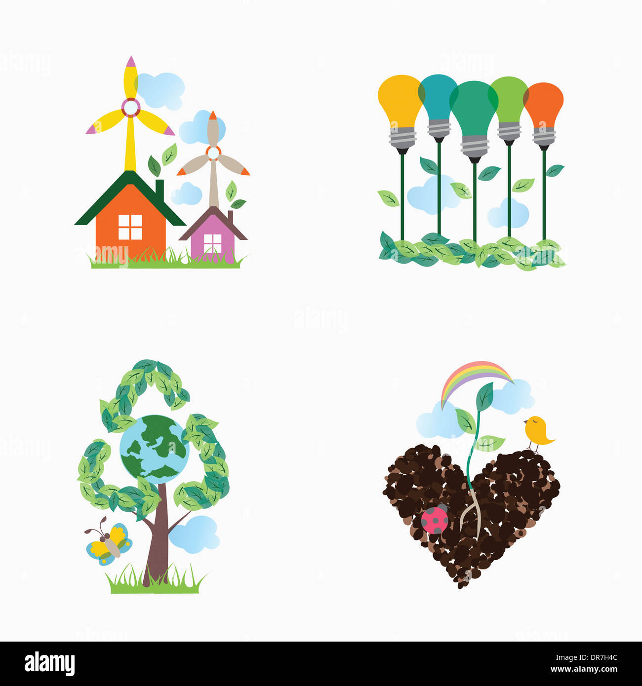 illustration icon set representing renewable energy Stock Photo - Alamy