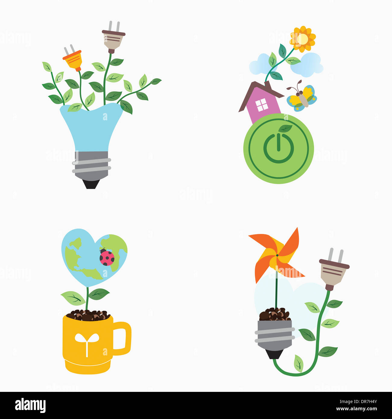 illustration icon set representing renewable energy Stock Photo - Alamy