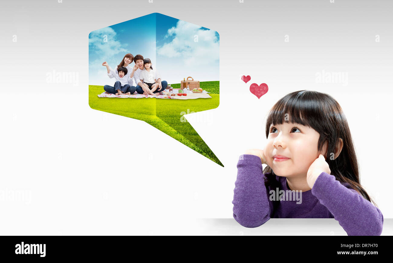 a kid thinking of a family Stock Photo - Alamy