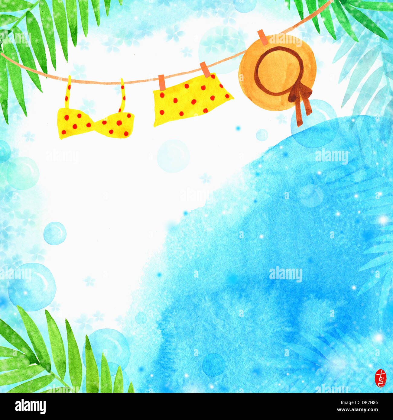 illustration memo template of summer theme Stock Photo - Alamy
