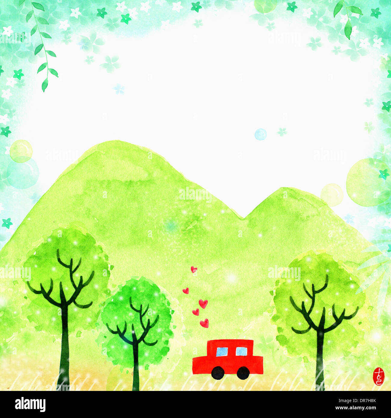 illustration memo template of summer theme Stock Photo - Alamy