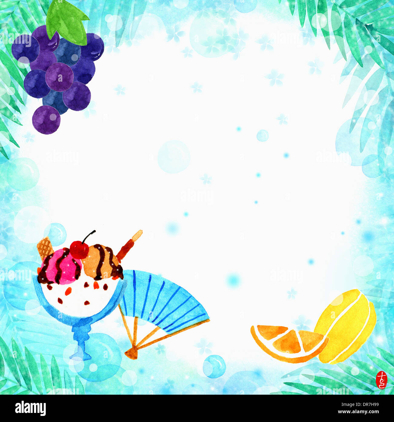 illustration memo template of summer theme Stock Photo - Alamy