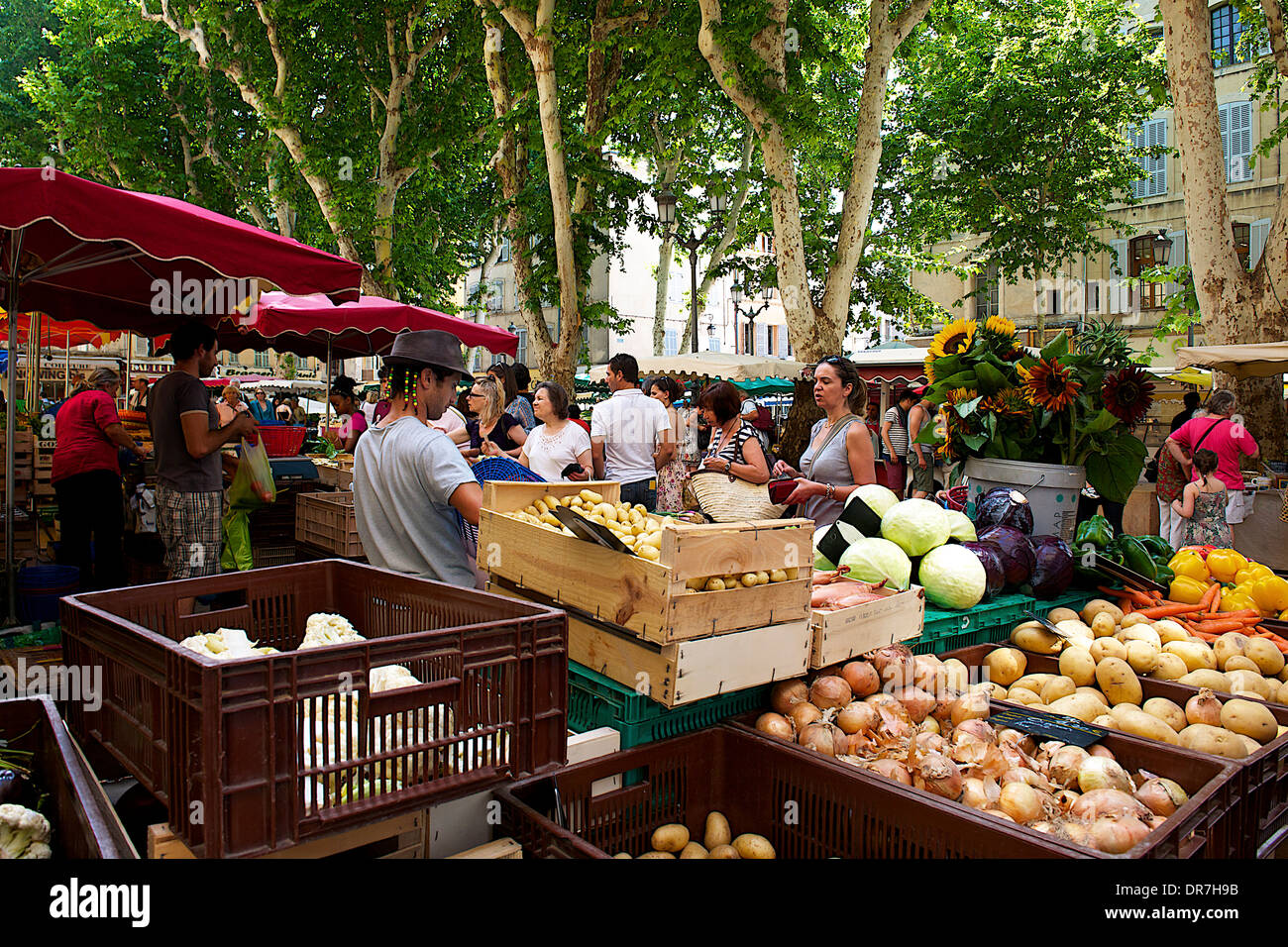 Morning market at the Place Richelme, Aix-en-Provence, France Stock ...