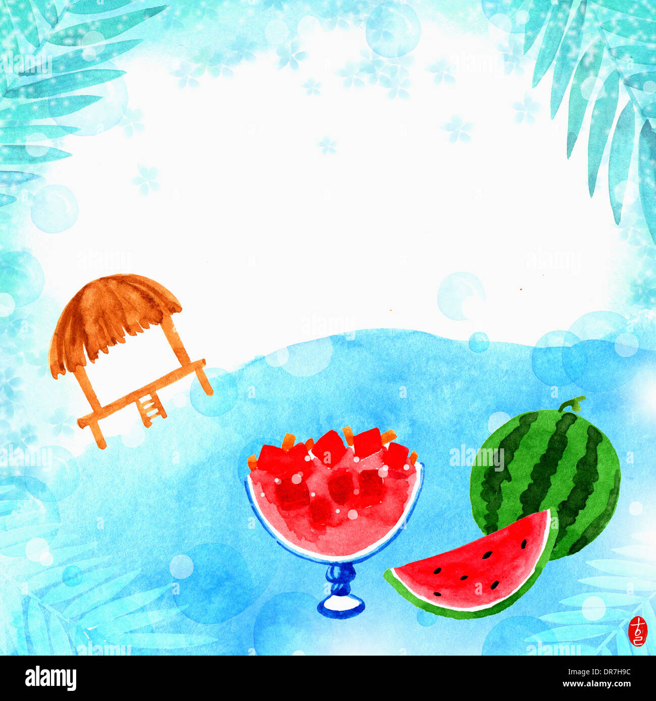 illustration memo template of summer theme Stock Photo - Alamy