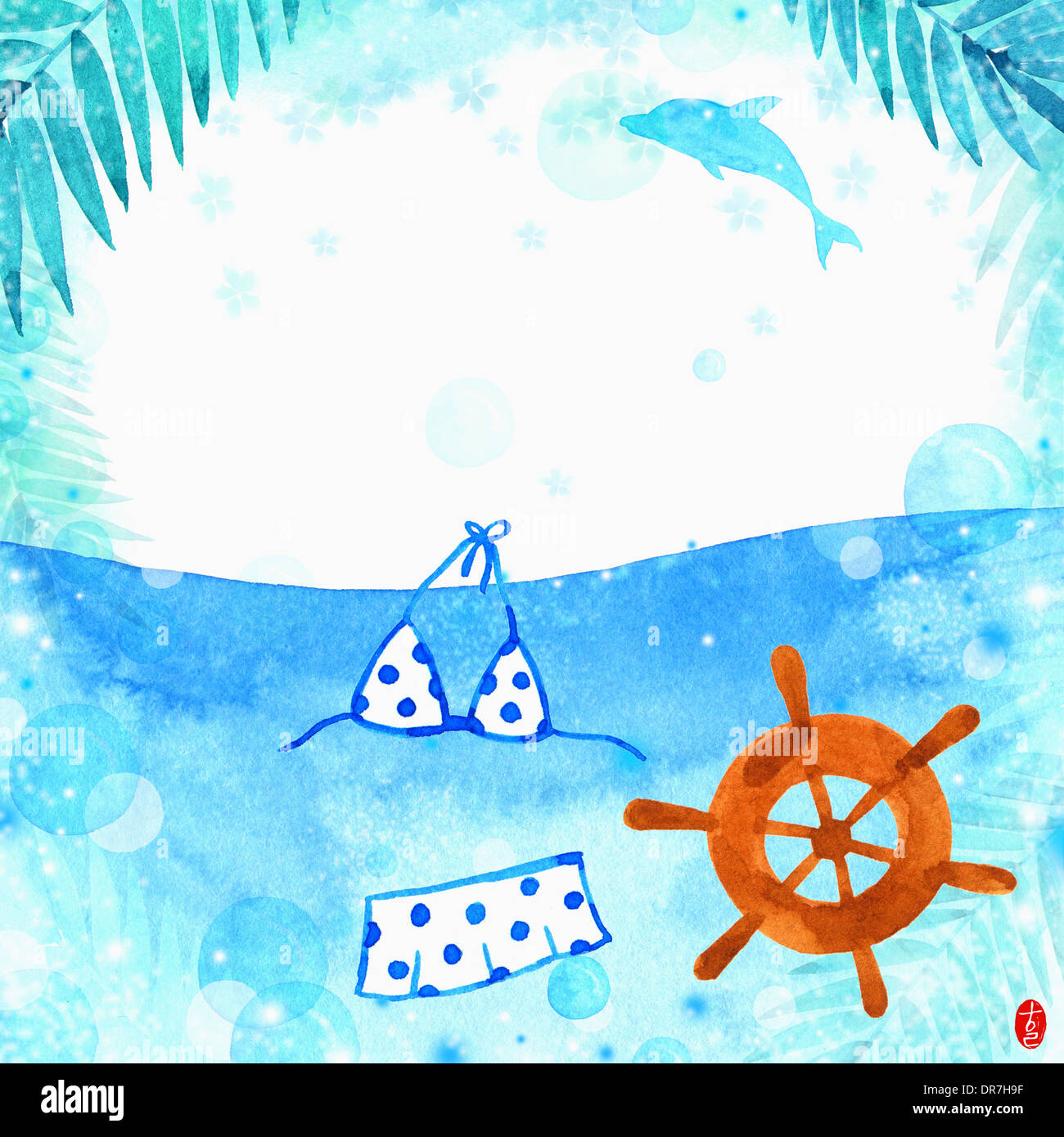 illustration memo template of summer theme Stock Photo - Alamy