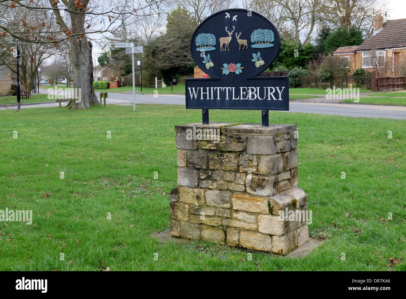 Whittlebury village sign Stock Photo - Alamy