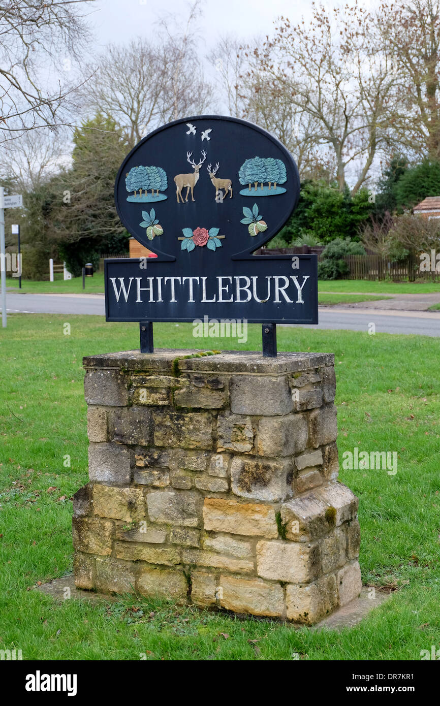 Whittlebury village sign Stock Photo - Alamy