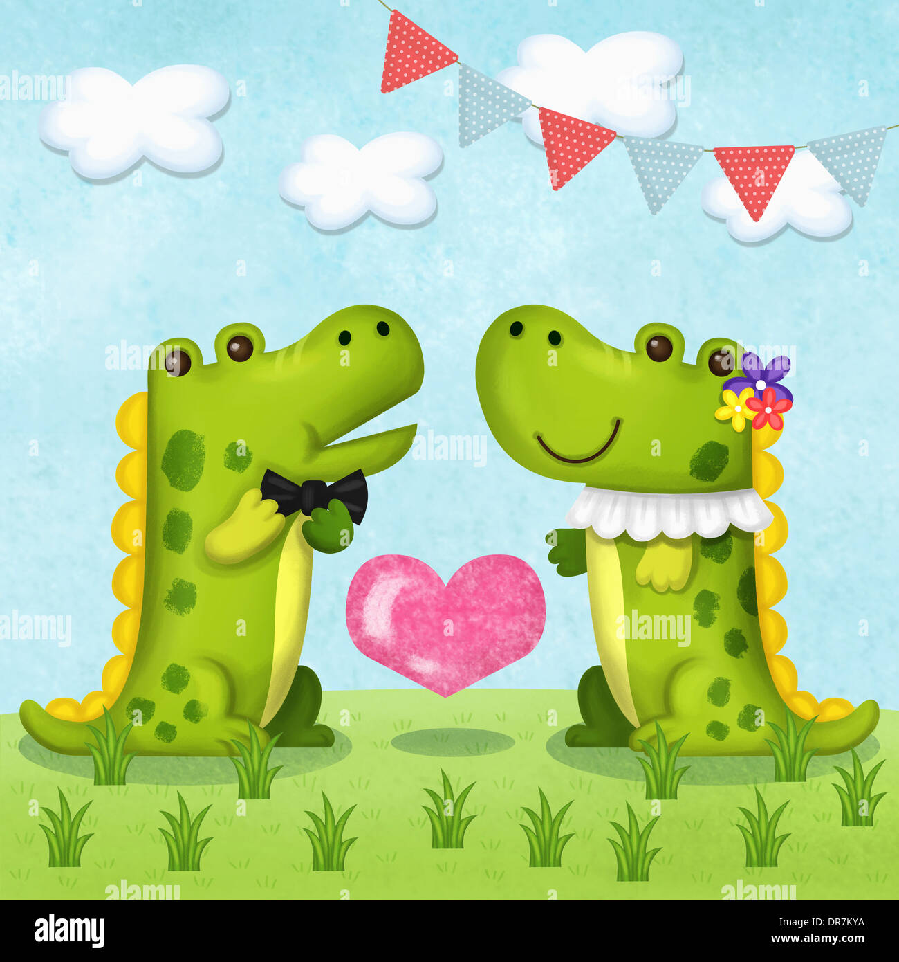 illustration of alligators getting married Stock Photo - Alamy