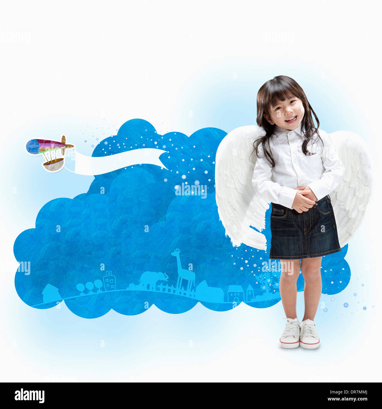 a kid with wings smiling Stock Photo - Alamy