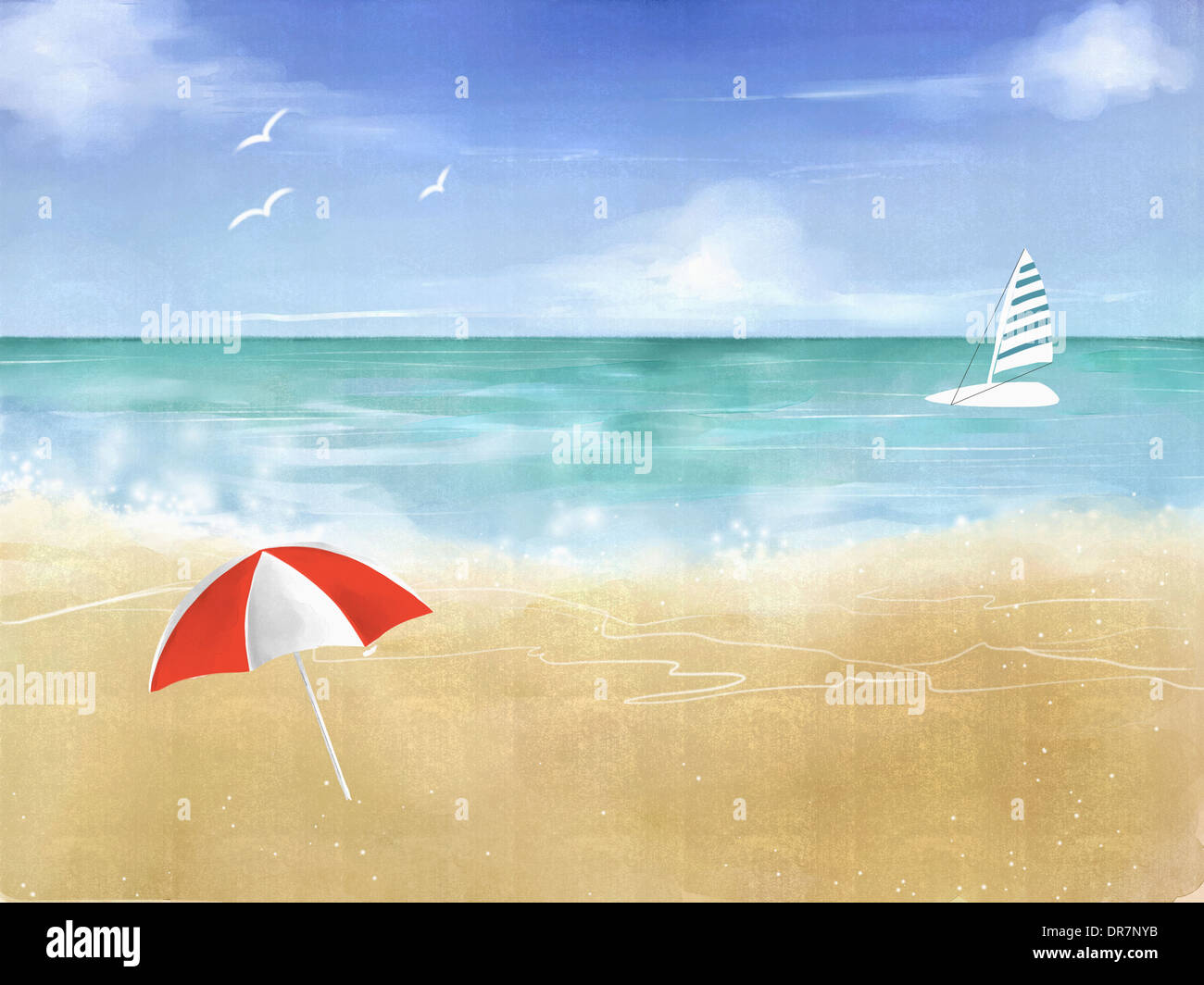 illustration of beach Stock Photo - Alamy