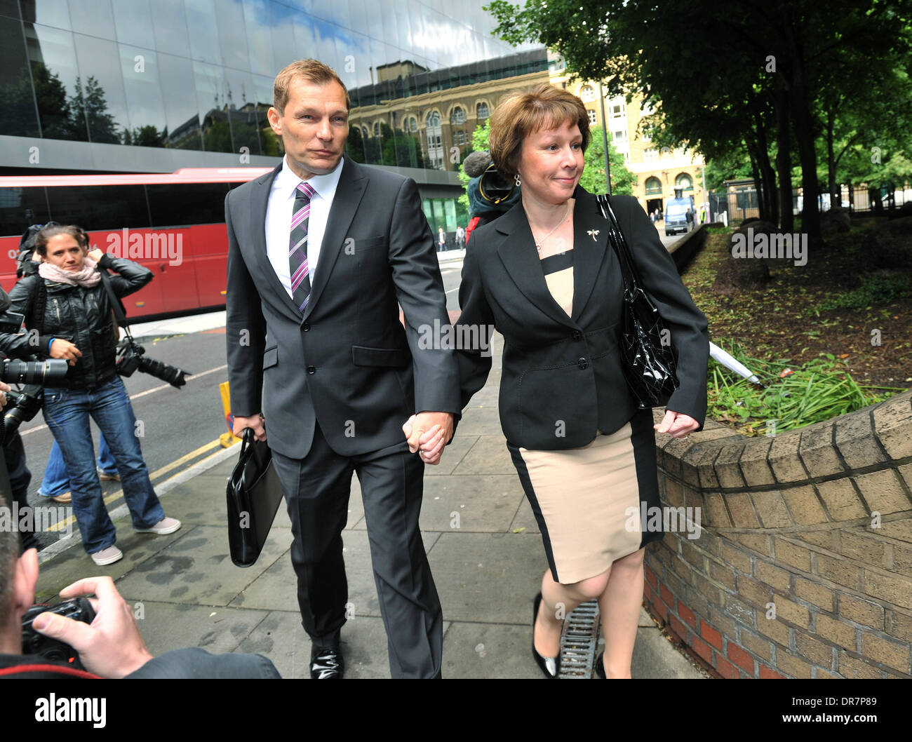 PC Simon Harwood (L)arrives at Southwark Crown Court to stand trial ...