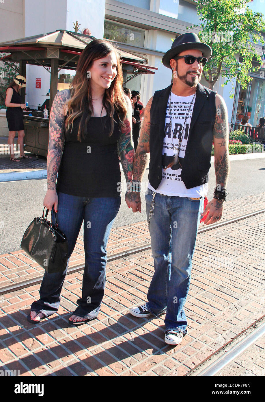 A. J. McLean and his pregnant wife Rochelle Karidis go to the cinema at ...