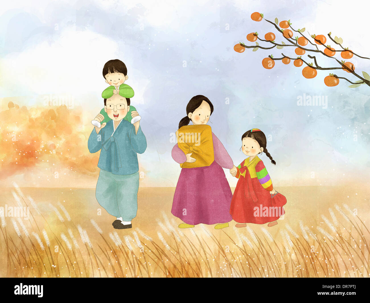 Korean family illustration and painting hi-res stock photography and ...