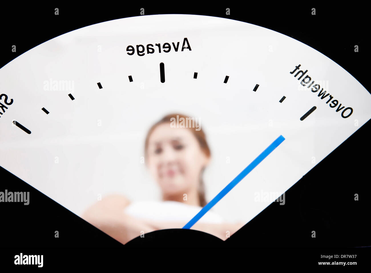a woman in weighing scale Stock Photo - Alamy