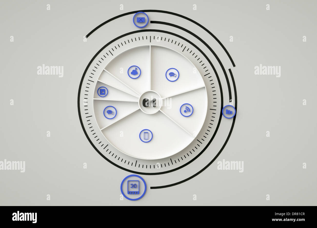 icons inside a pie graph Stock Photo - Alamy