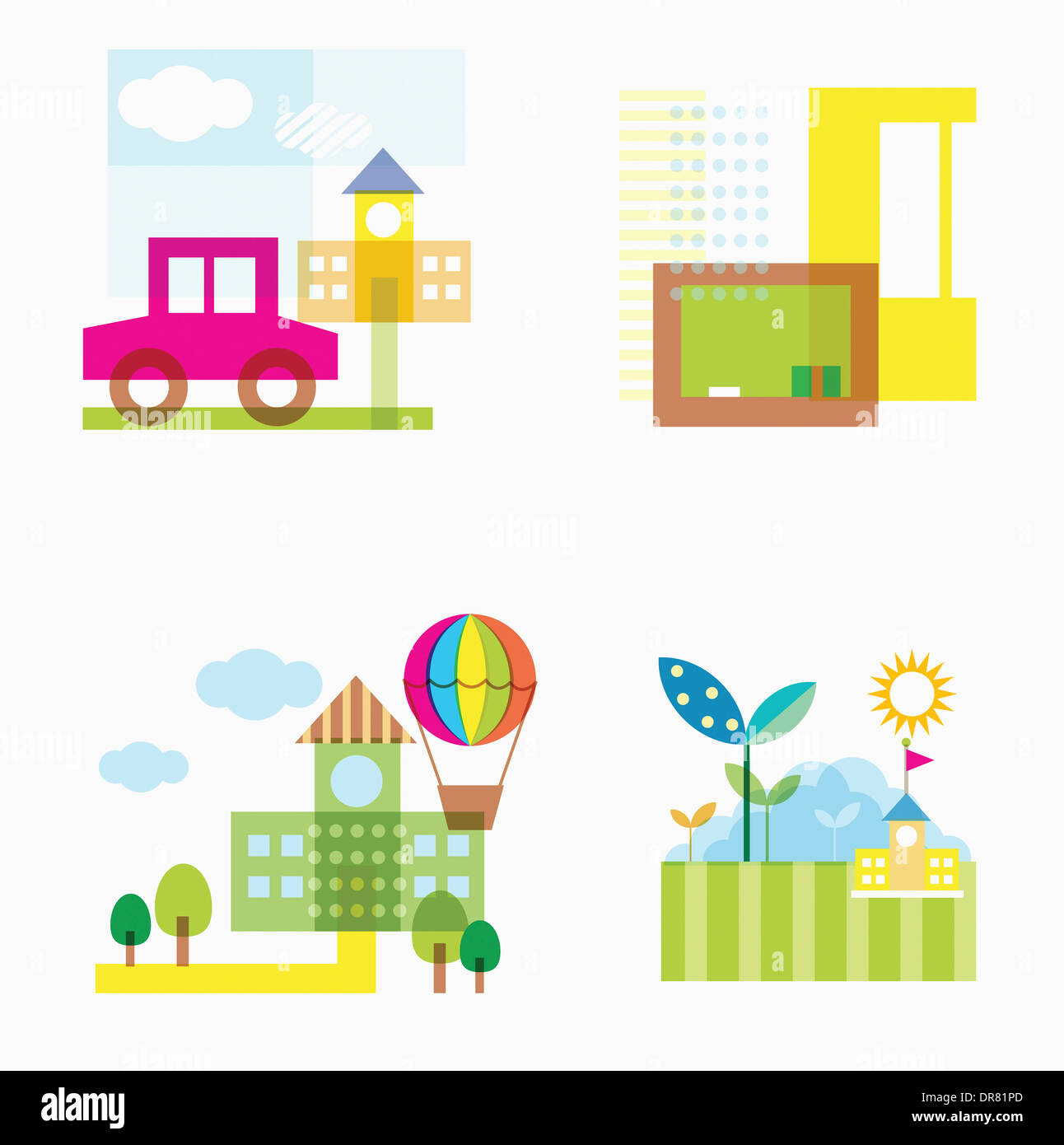 illustration of pictures related to school Stock Photo - Alamy