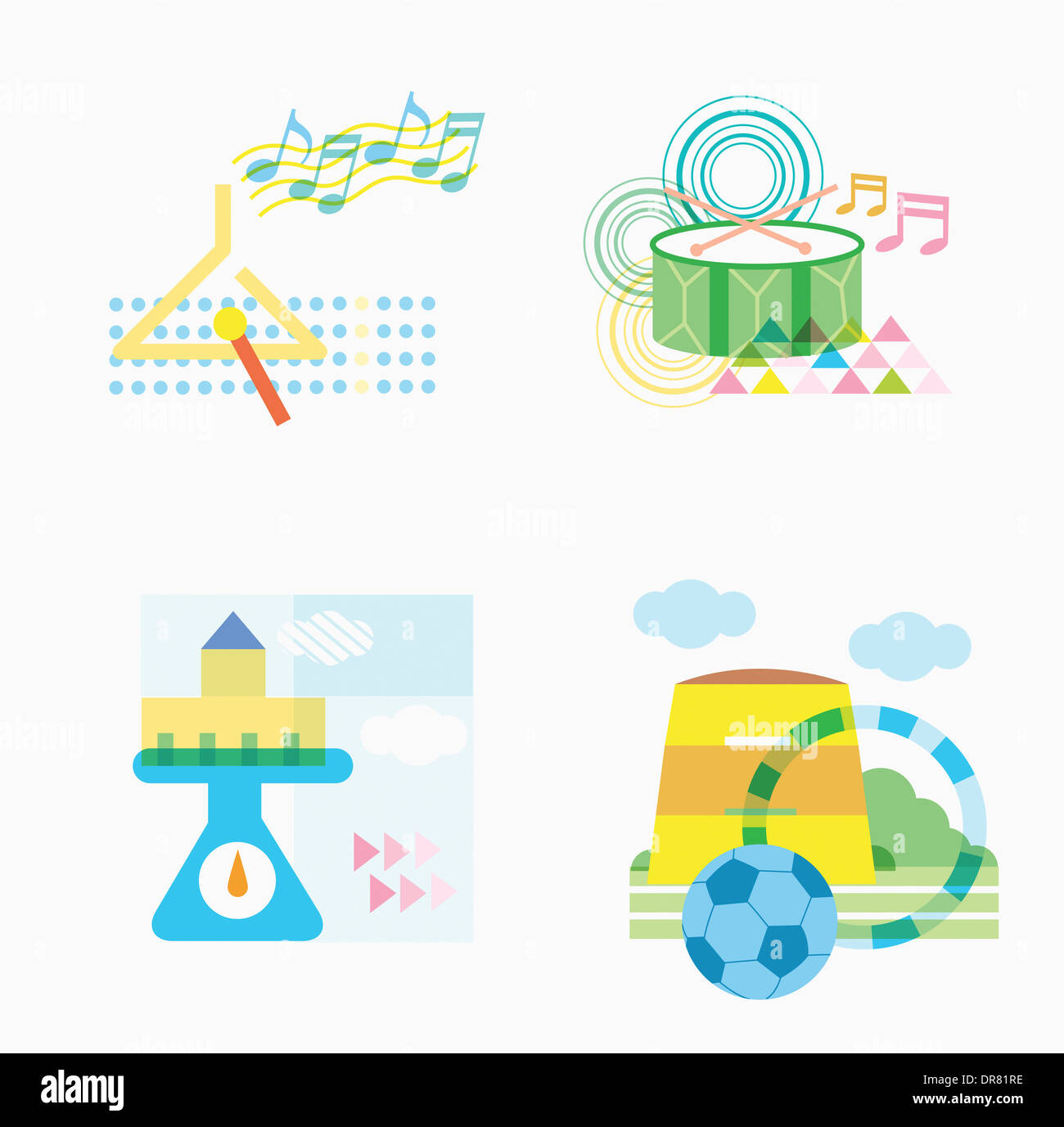 illustration of pictures related to school Stock Photo - Alamy
