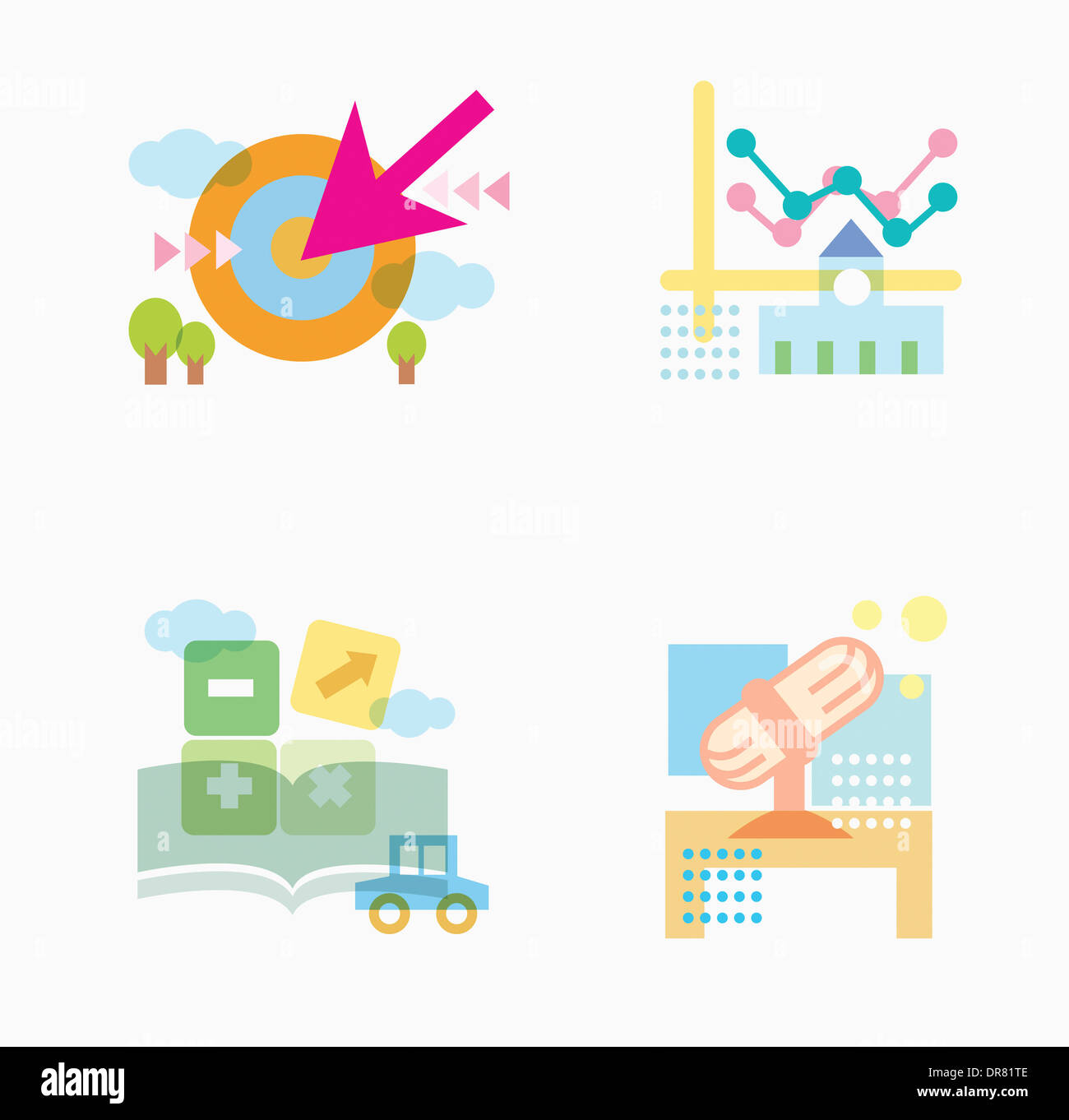 illustration of pictures related to school Stock Photo - Alamy