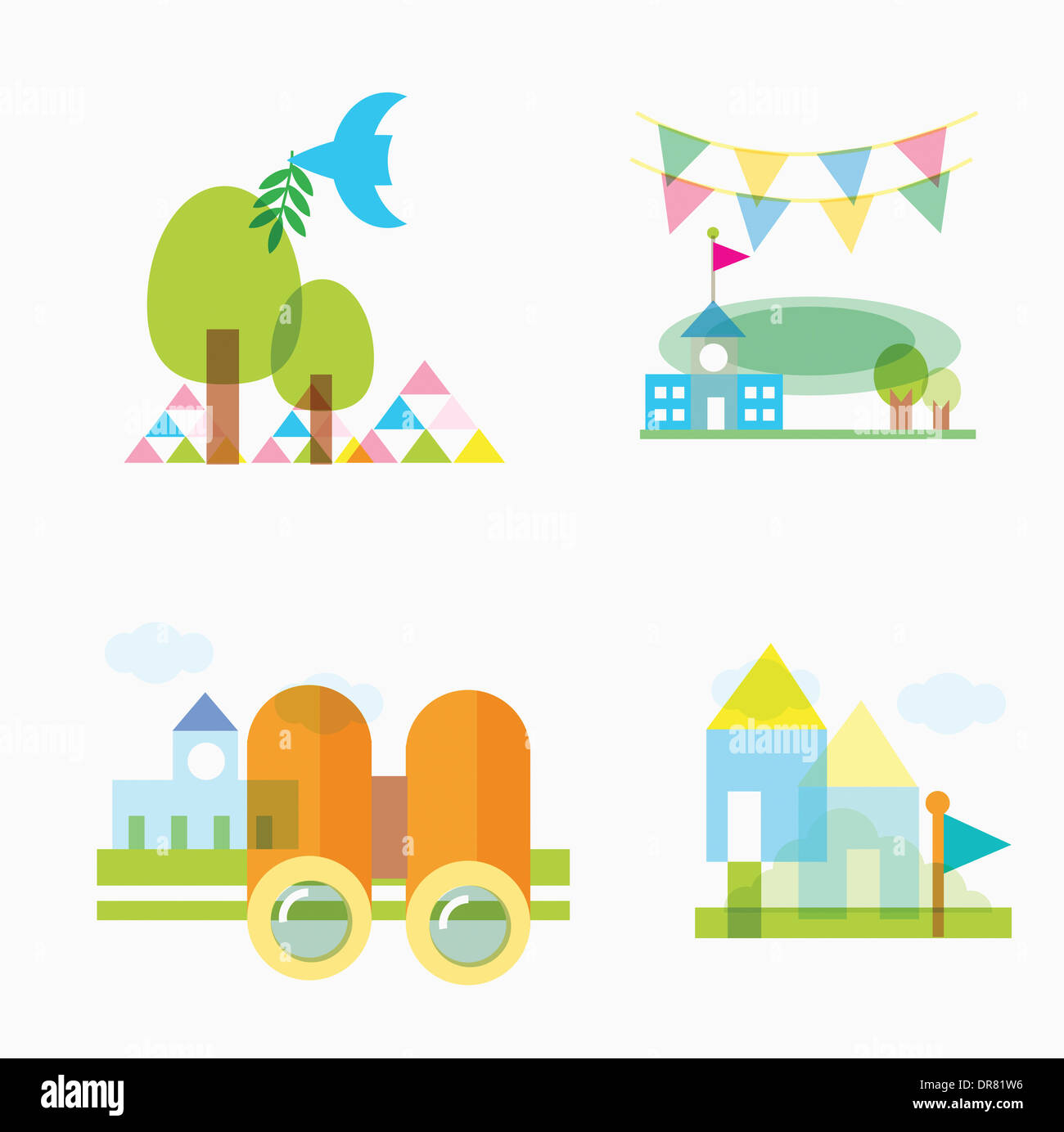 illustration of pictures related to school Stock Photo - Alamy