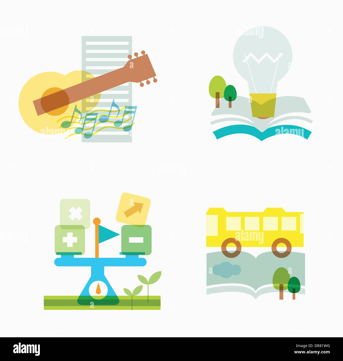 illustration of pictures related to school Stock Photo - Alamy