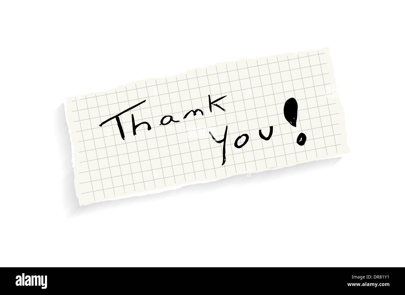 Thank you! Hand writing text on a piece of math paper isolated on a ...