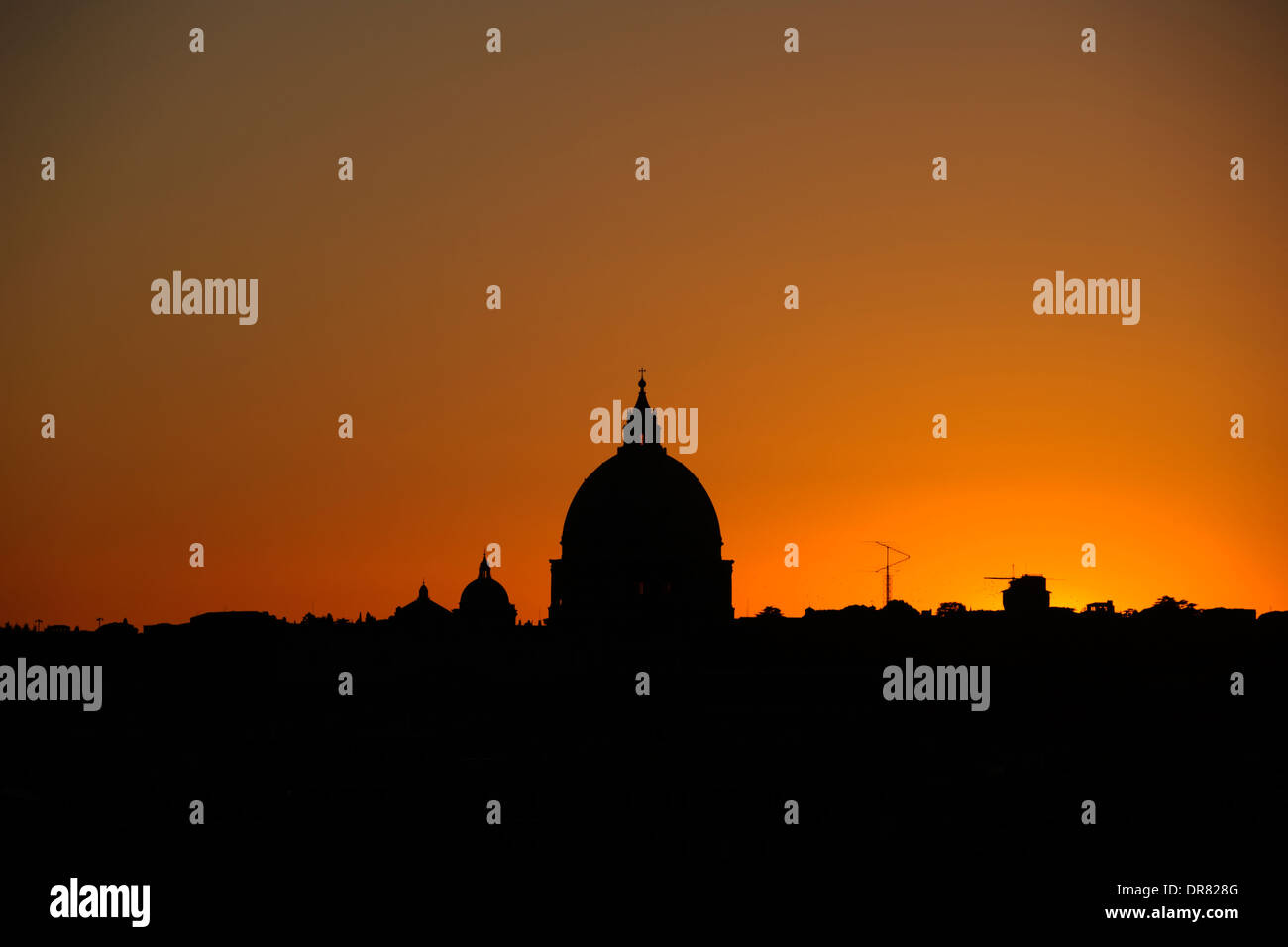 Italy, Rome, St Peter's basilica dome at sunset Stock Photo - Alamy