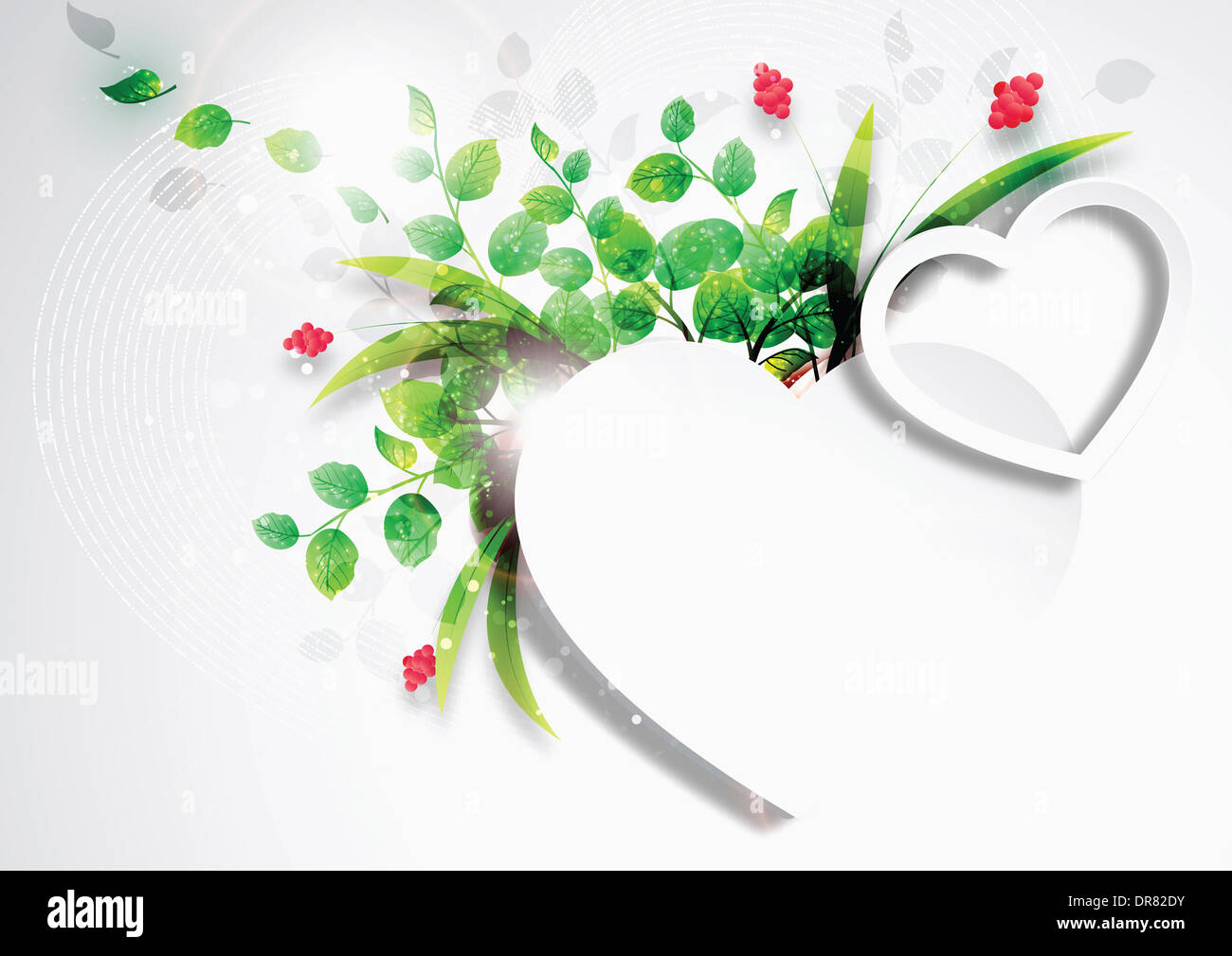 illustration memo template featuring green leaves Stock Photo - Alamy